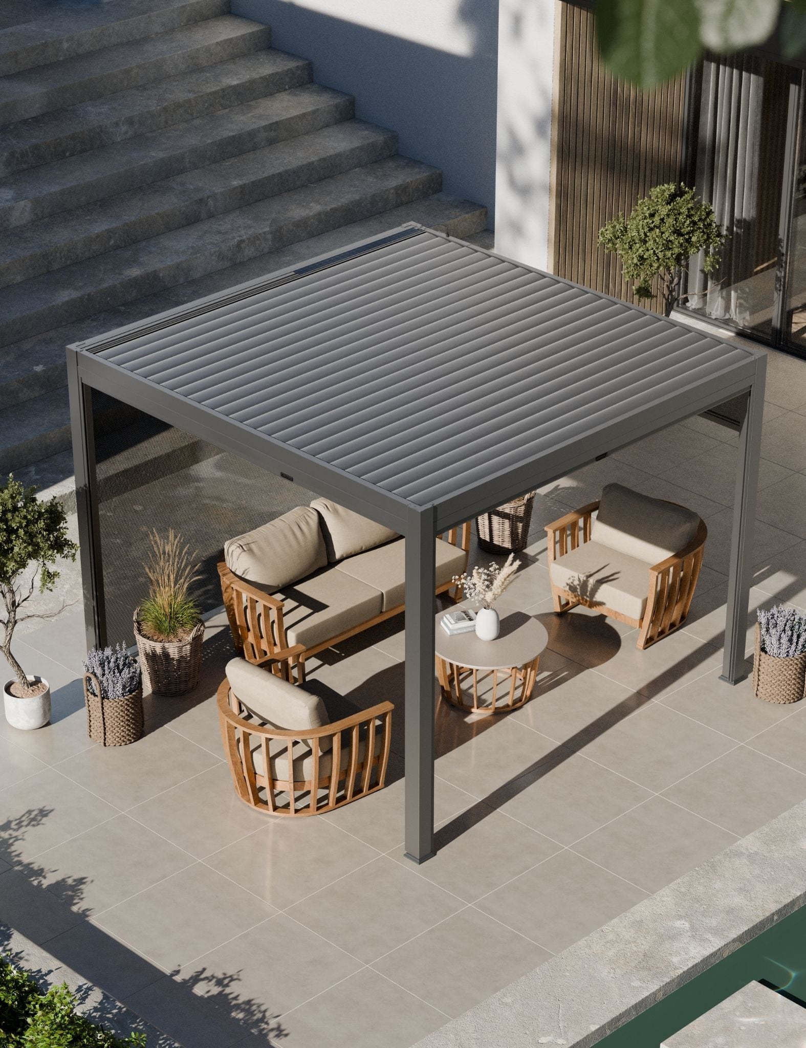 Royalcraft Luxe 4x3m Pergola with Solar Lighting System and Voice Control